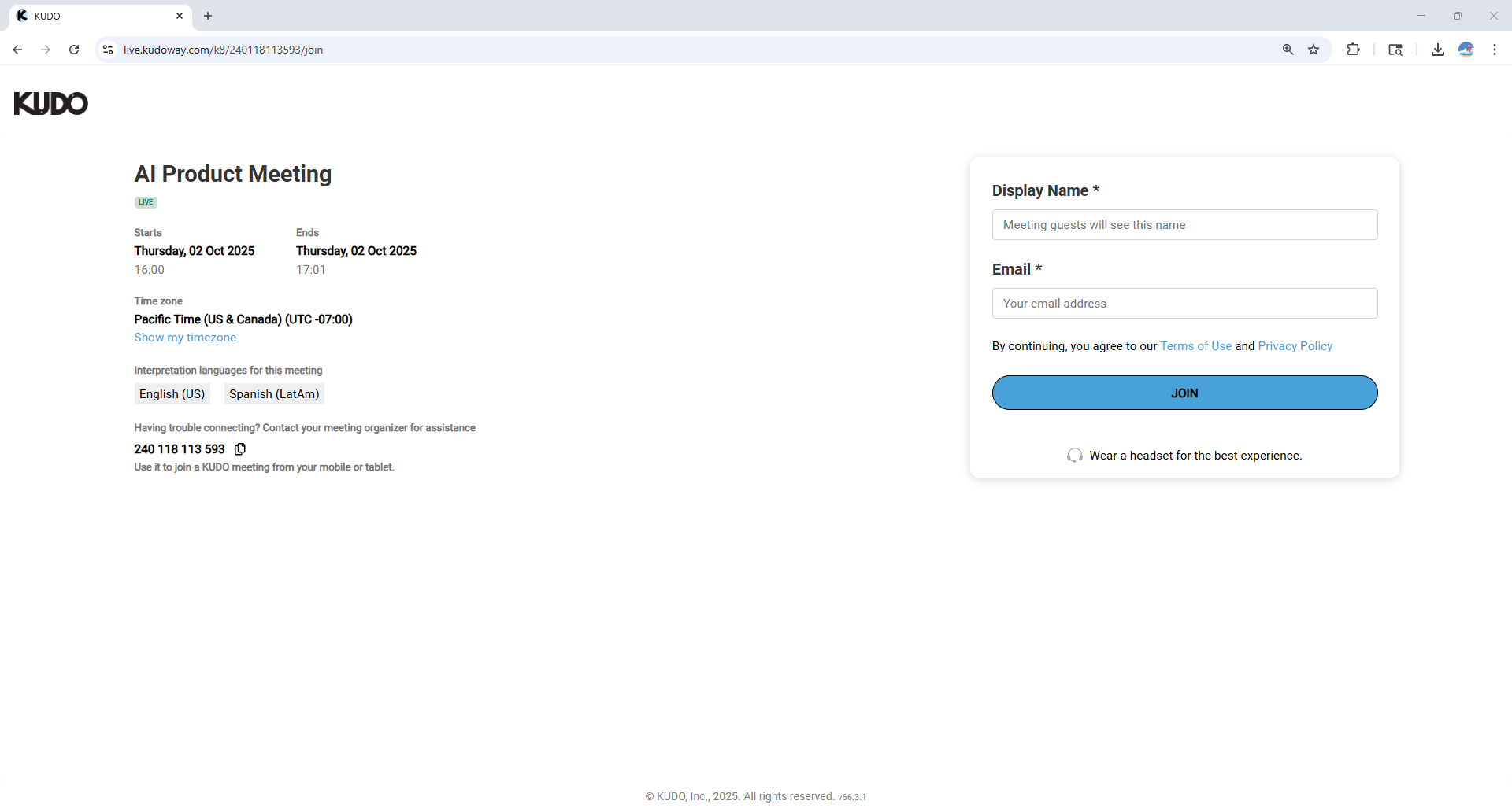 How to join a KUDO AI Meeting as a Participant – KUDO Support